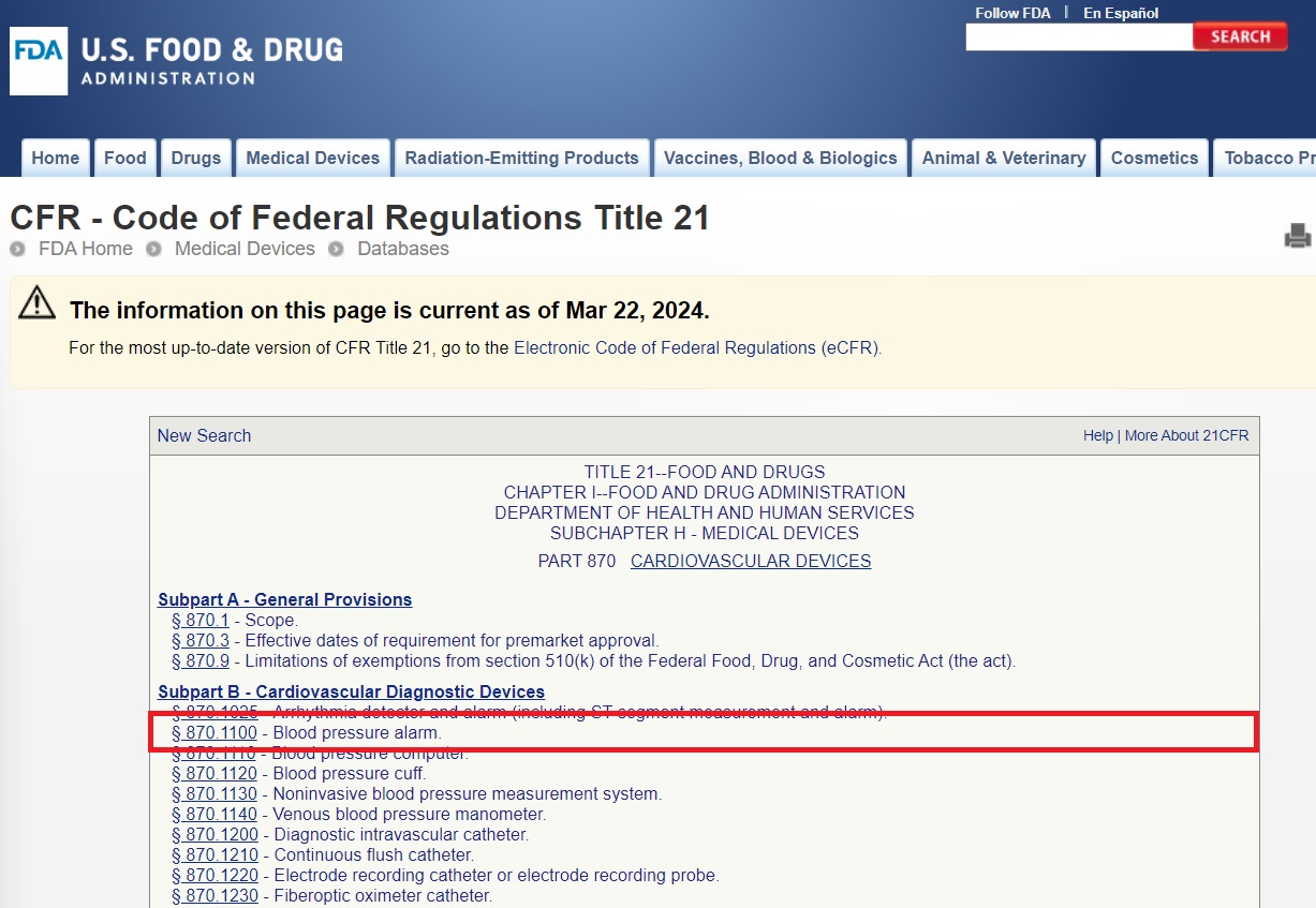 FDA Medical Device Classes