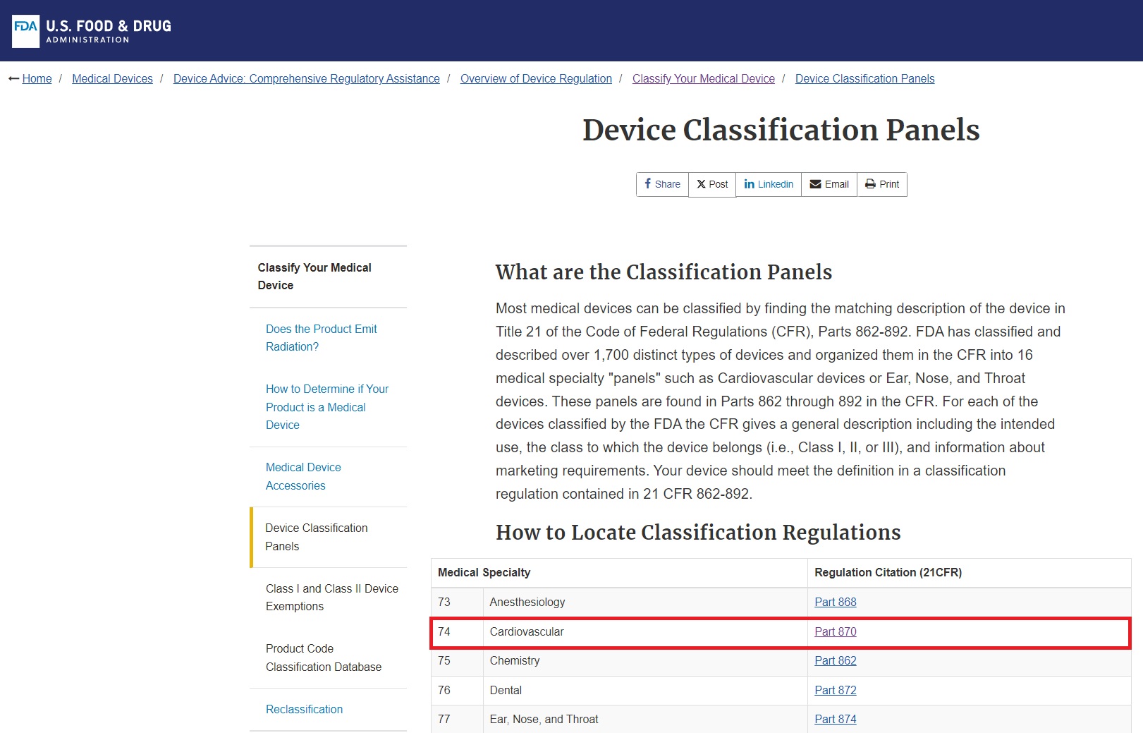 FDA Medical Device Classes